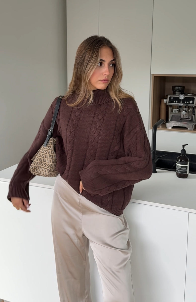 CABLE KNIT PULLOVER CHOCOLATE – avenuegirls.de